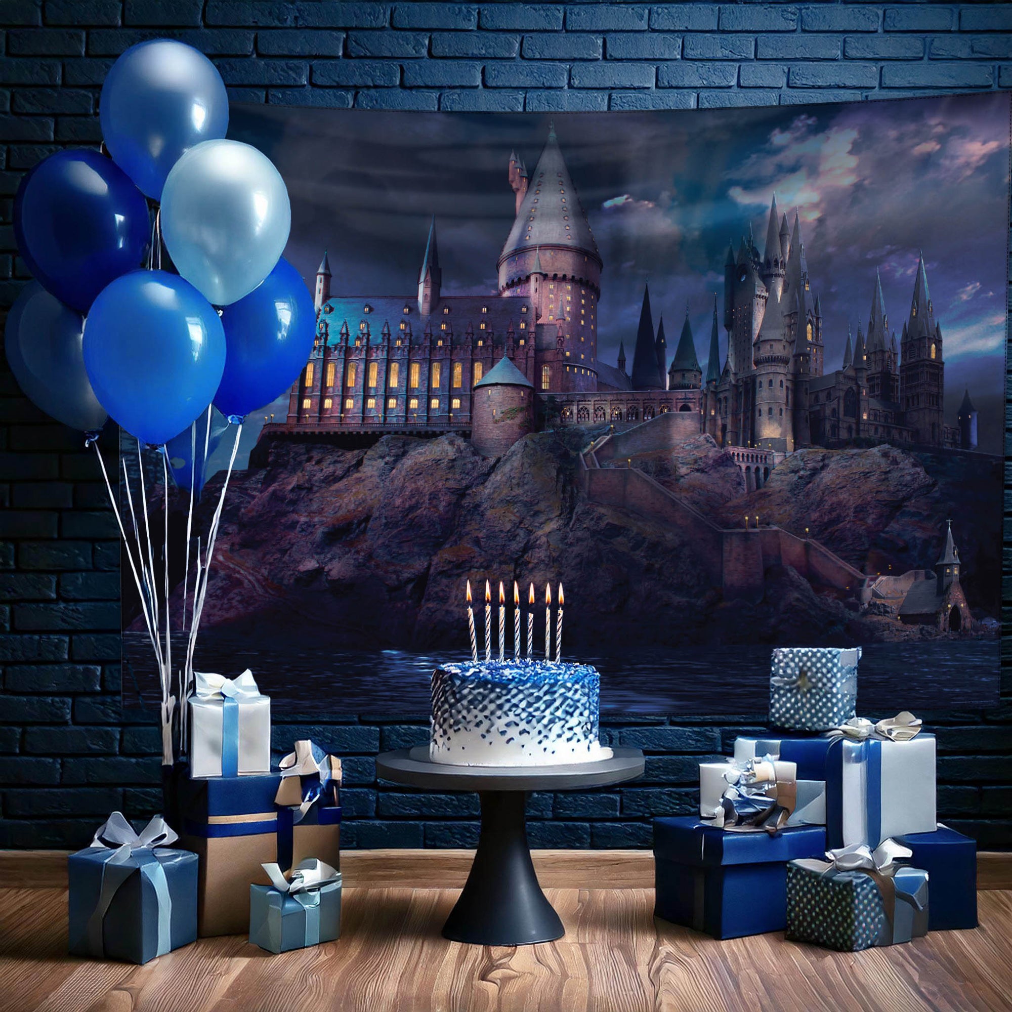 Harry Potter Hogwarts Castle at Night 5ft x 7ft Backdrop Banner ...
