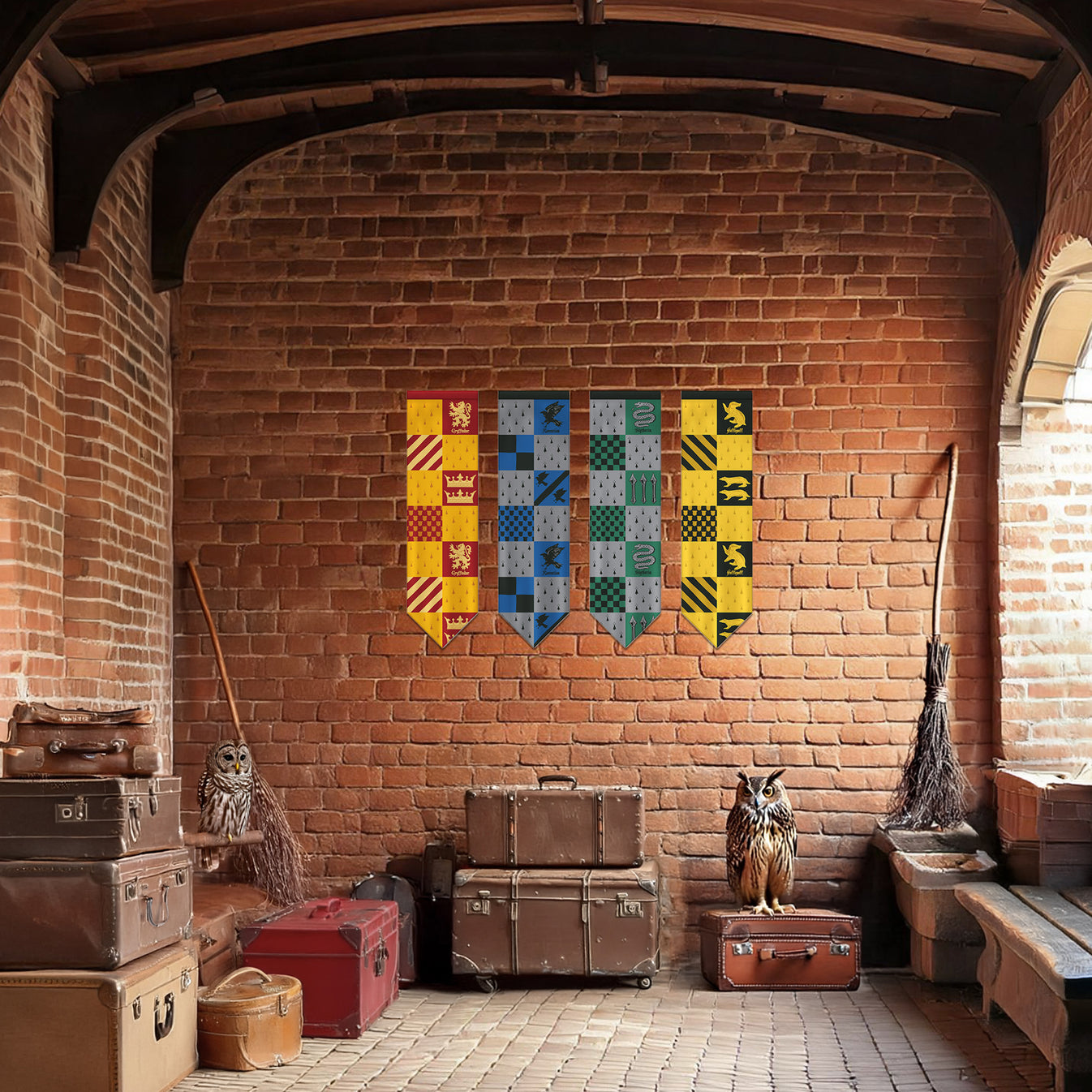 Harry Potter Hogwarts House Quidditch Banner Flag Set (8'' x 29 ...