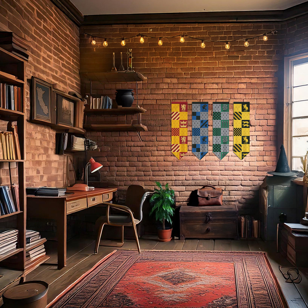 Harry Potter Hogwarts House Quidditch Banner Flag Set (8'' x 29 ...